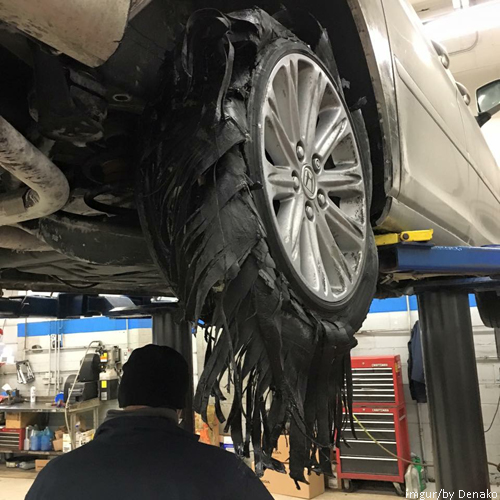 Viral Photo of Shredded Tire Sparks an Unexplained Online Mystery ...